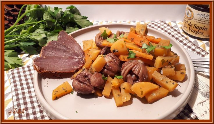 Poêlée de navets boule d’or, carotte et châtaignes – Oh, la gourmande